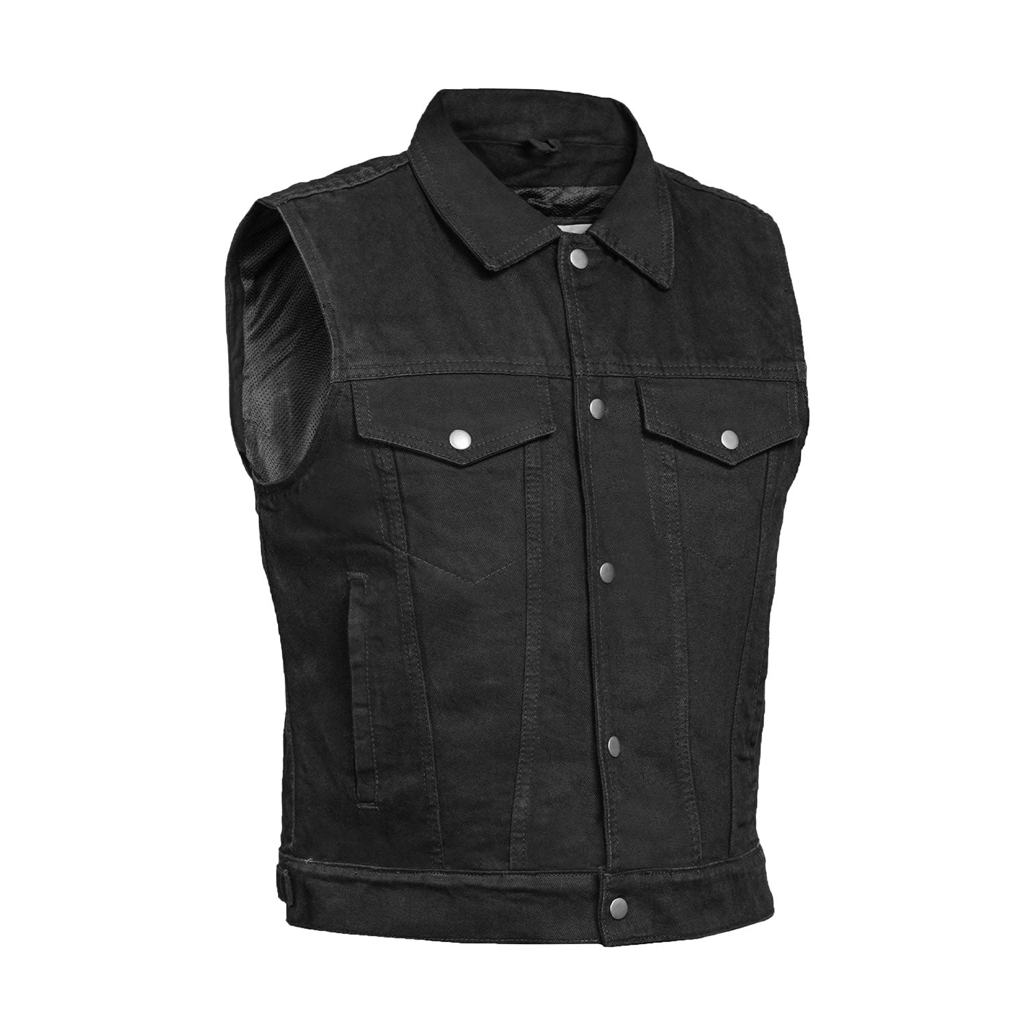 LVAD HeartMate Men’s Black Denim Vest – LVAD Gear